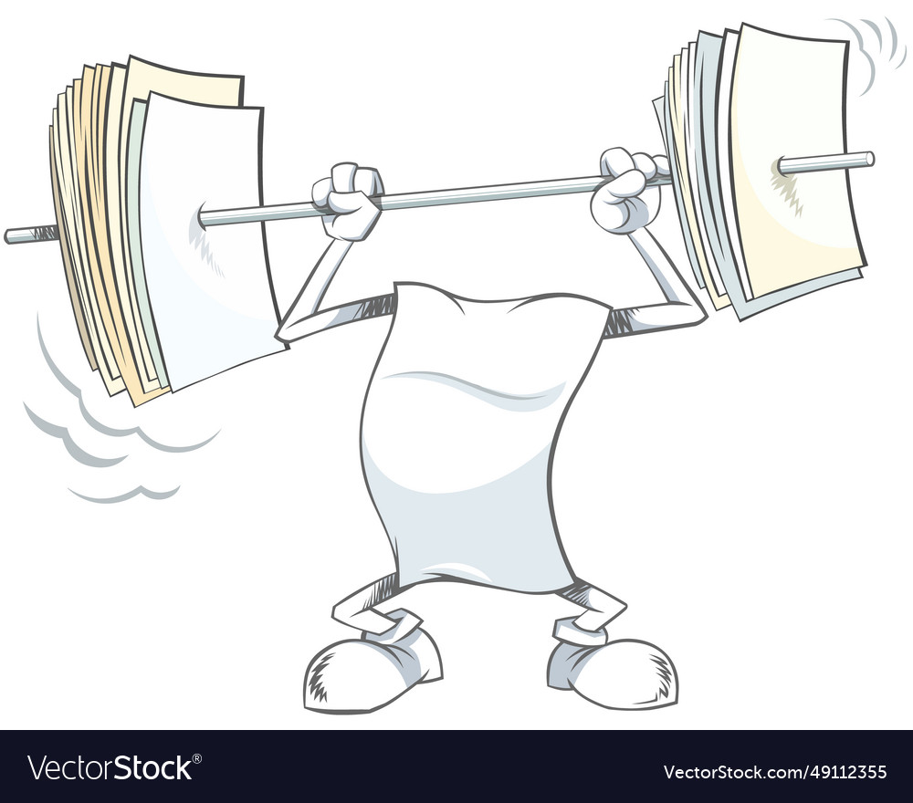Paper cartoon character lifting the barb Vector Image