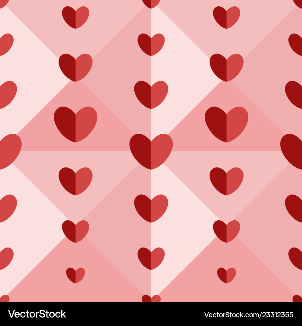 Pattern of red hearts on volumetric pink Vector Image