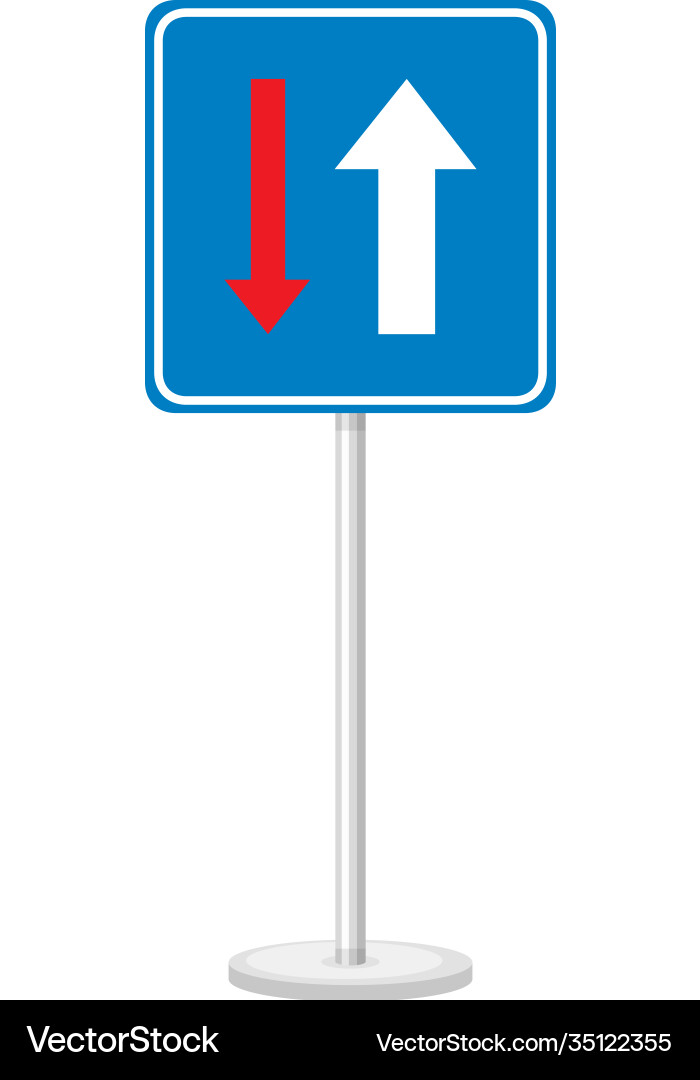 Priority over oncoming vehicles sign with stand Vector Image