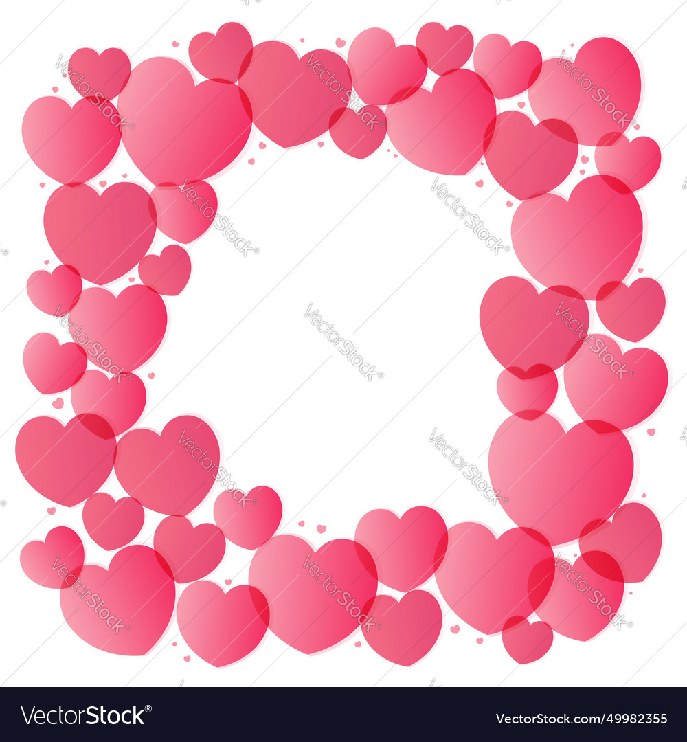Red pink hearts valentines day frame border Vector Image