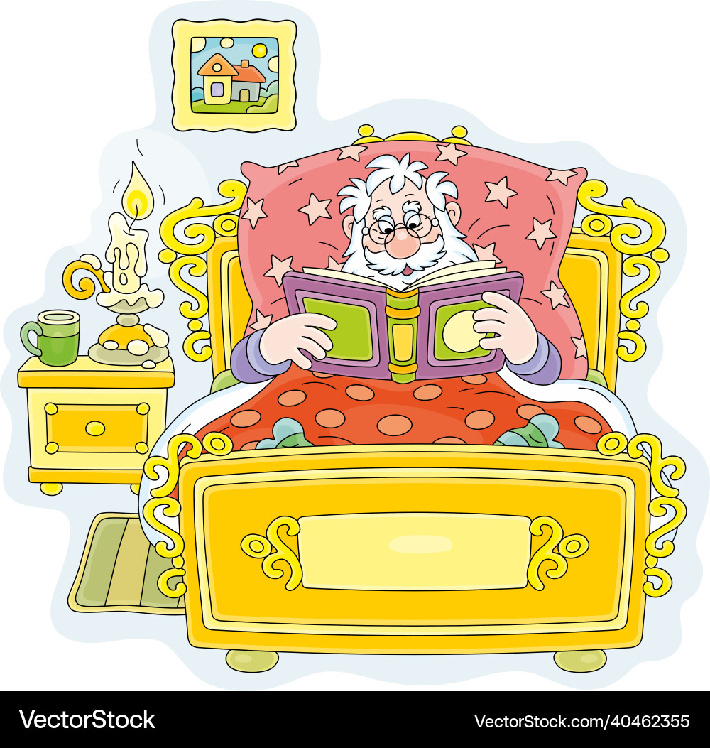 Santa claus reading an interesting book Royalty Free Vector