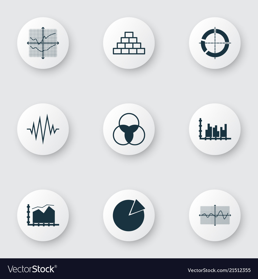 Set of graphs diagrams and statistics icons Vector Image