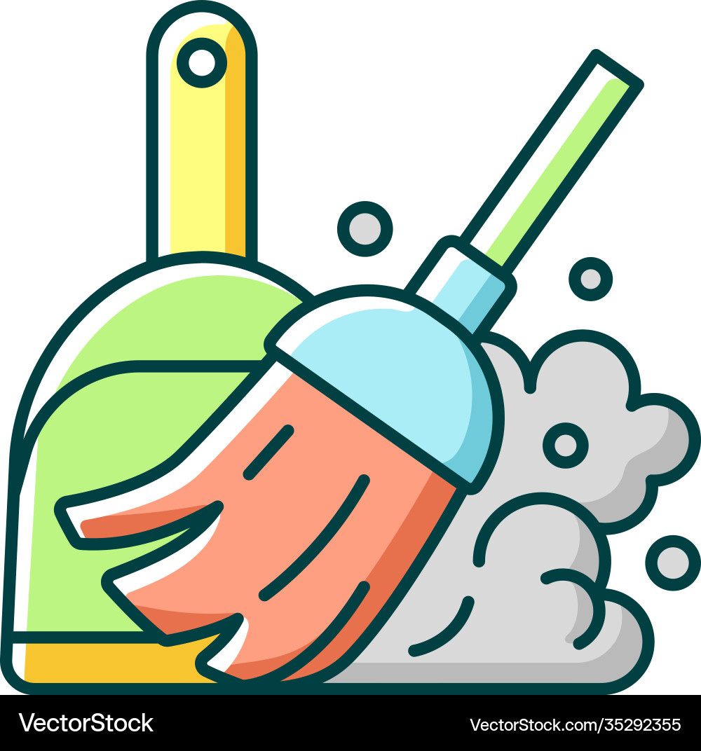 Sweeping floor rgb color icon Royalty Free Vector Image