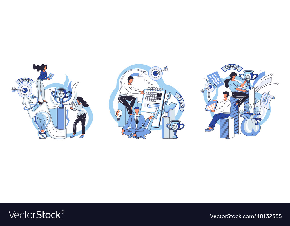 Team solving problems project completed work done Vector Image