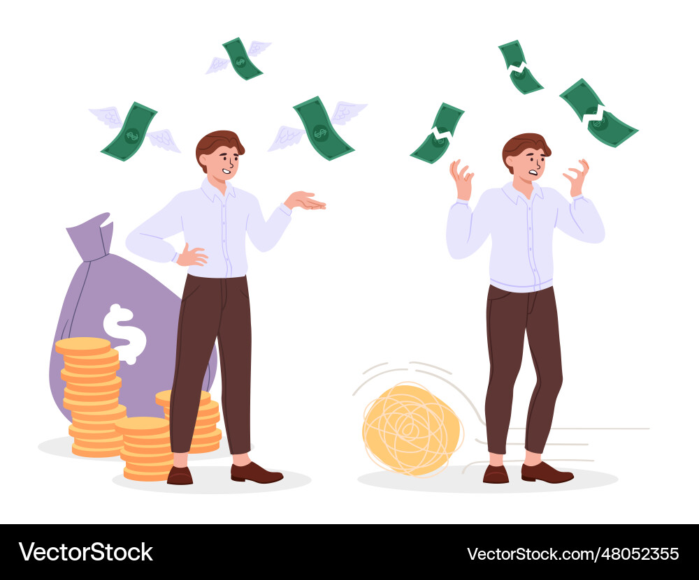 Two man and his money concept Royalty Free Vector Image