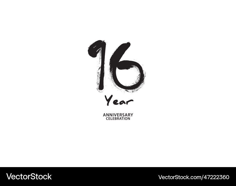 16 year anniversary celebration logotype on white Vector Image