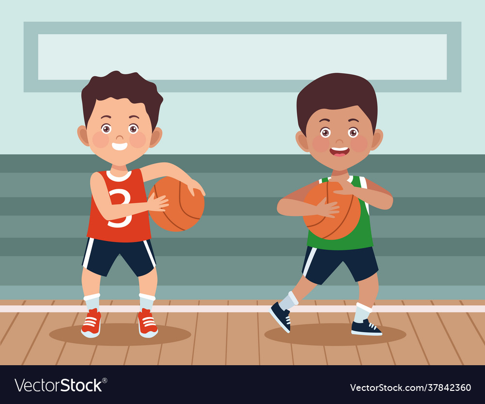 Boys playing basketball Royalty Free Vector Image