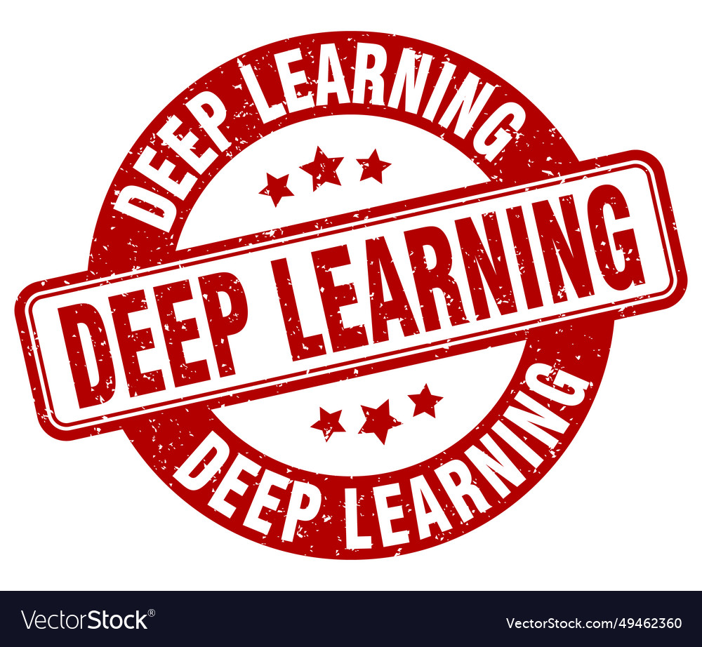 Deep learning stamp deep learning label round Vector Image