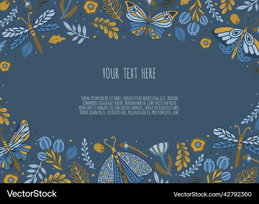 Floral frame with butterflies design Royalty Free Vector