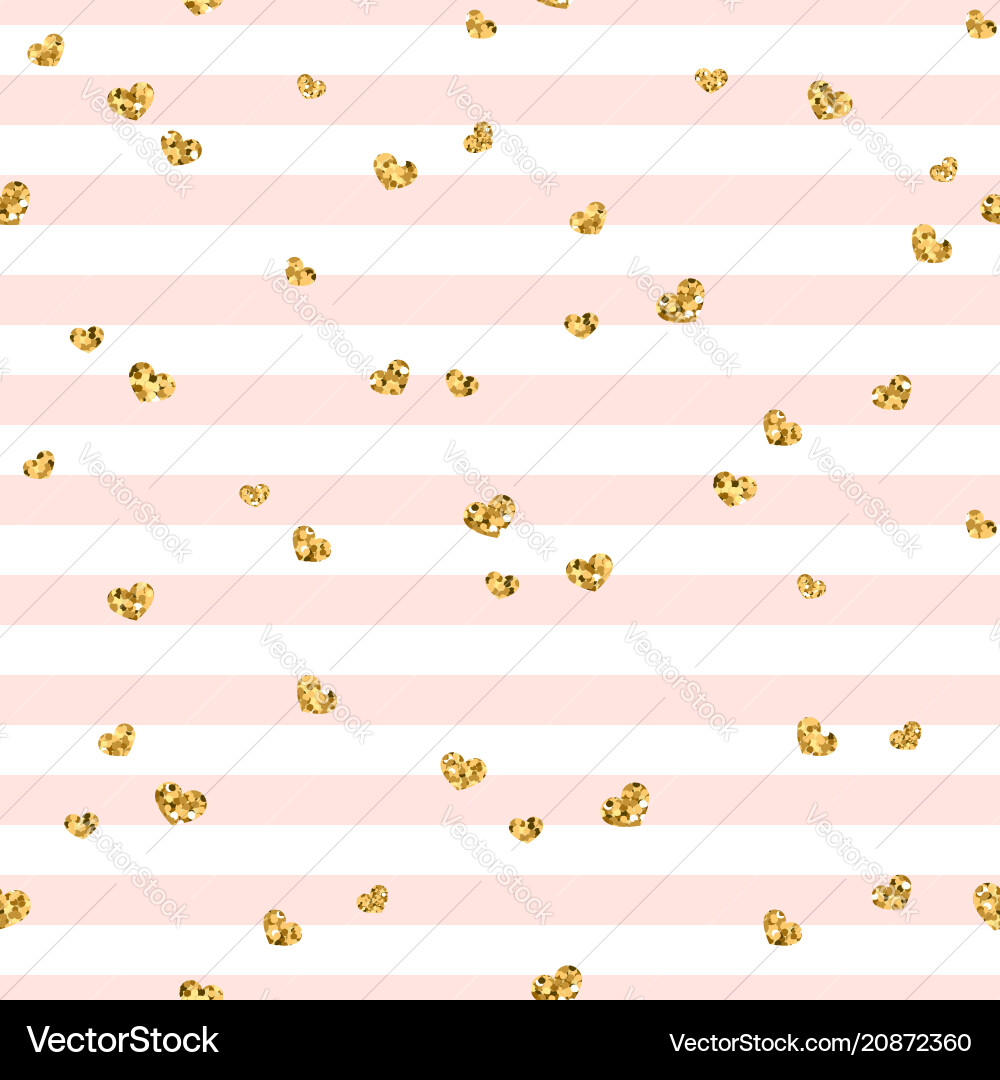 Gold heart seamless pattern pink-white geometric Vector Image