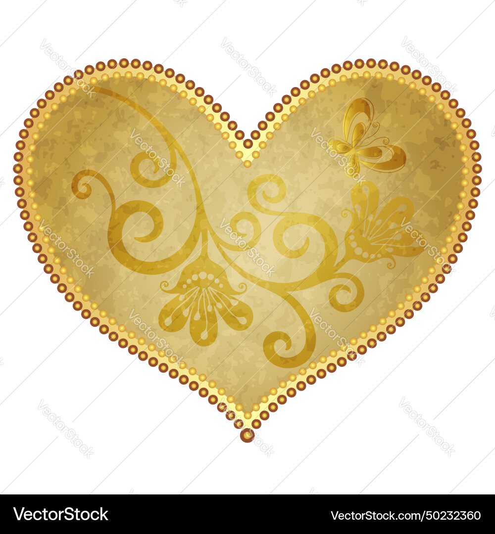 Hand drawn decorative old paper heart Royalty Free Vector