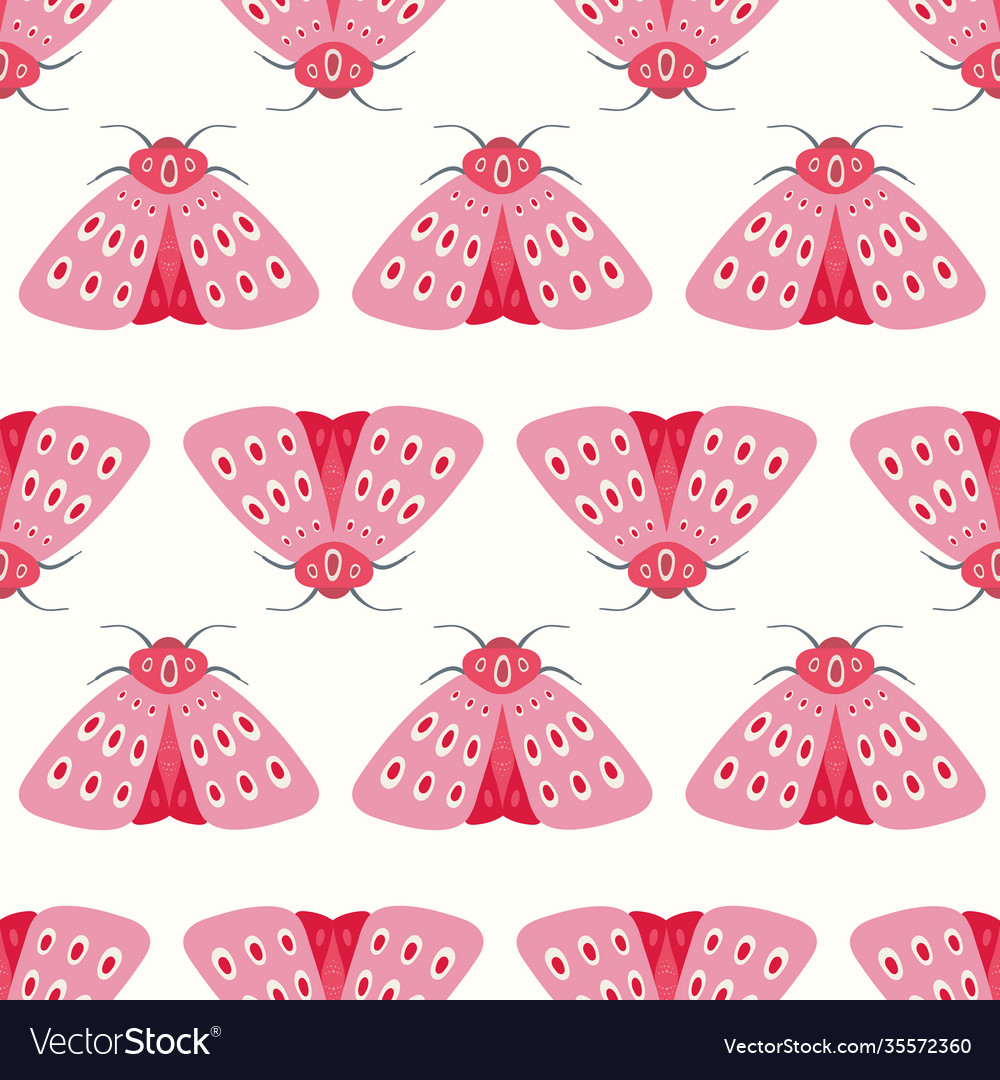 Moth pattern design cute seamless repeat Vector Image