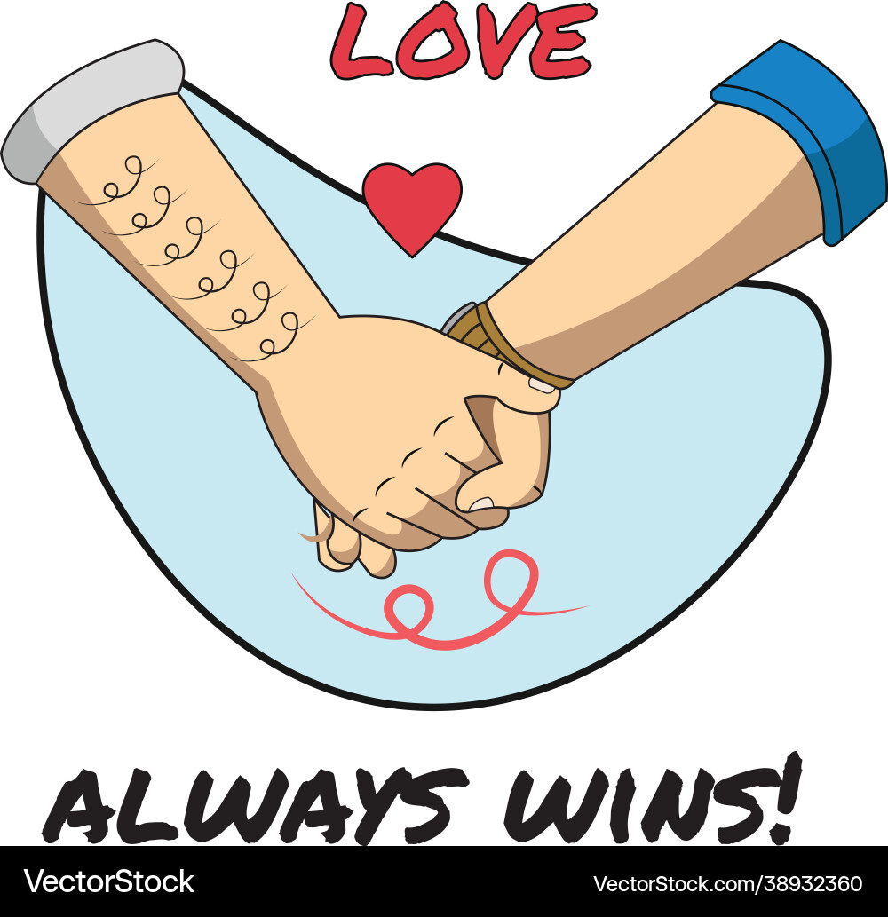 Pair hands holding each other pride day icon Vector Image