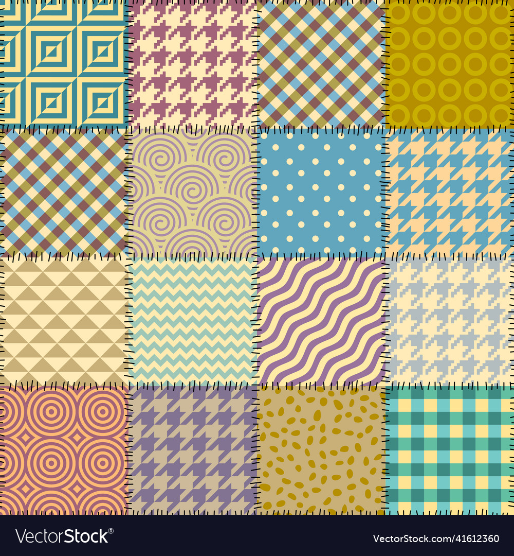 Patchwork textile pattern seamless quilting Vector Image