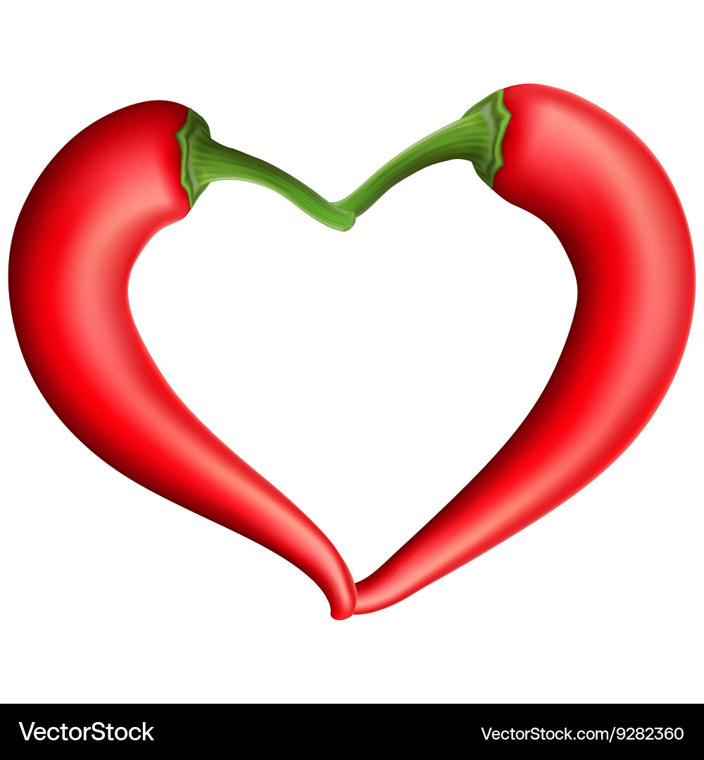 Red chili pepper heart eps 10 Royalty Free Vector Image