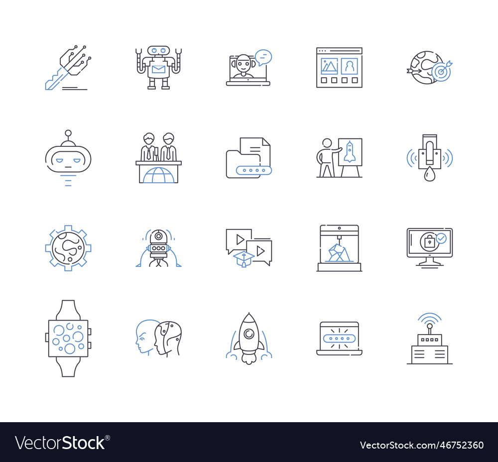 Software development outline icons collection Vector Image