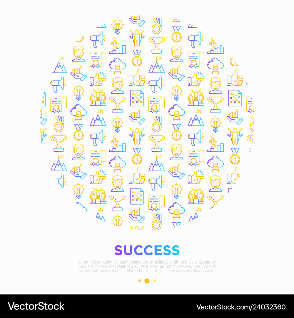 Success concept in circle thin line icons Vector Image