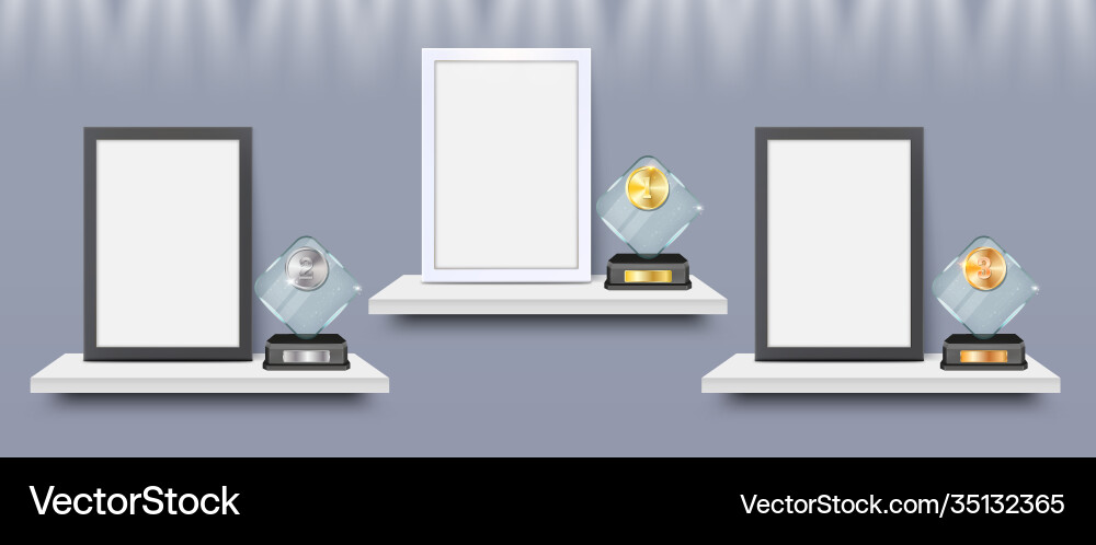 Blank frame and acrylic glass trophy award Vector Image