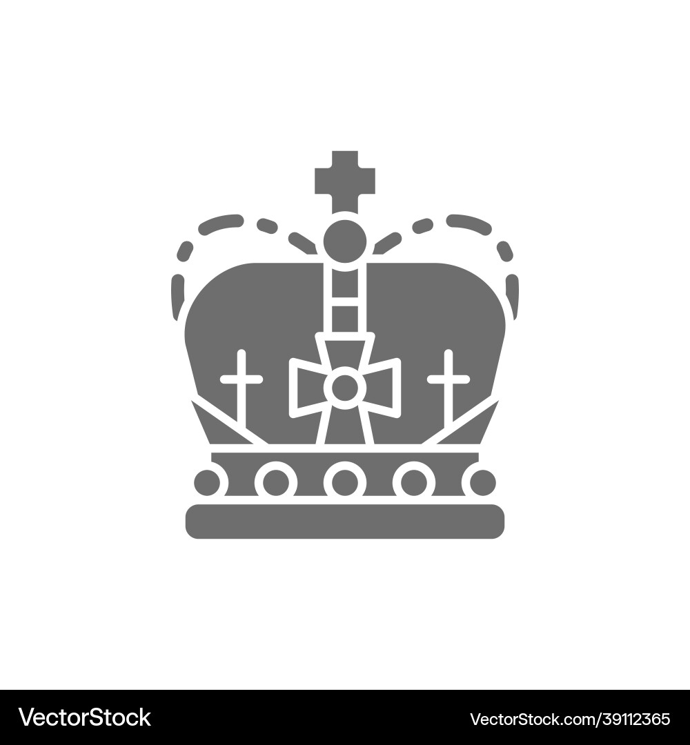 Crown monarchy royal power grey icon isolated Vector Image