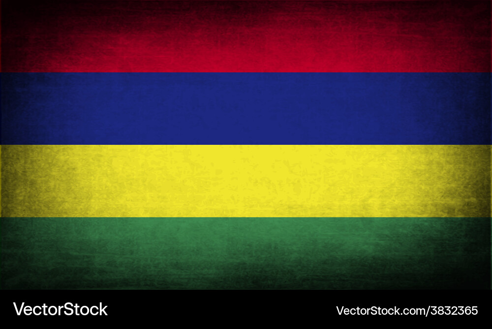 Flag of mauritius with old texture Royalty Free Vector Image