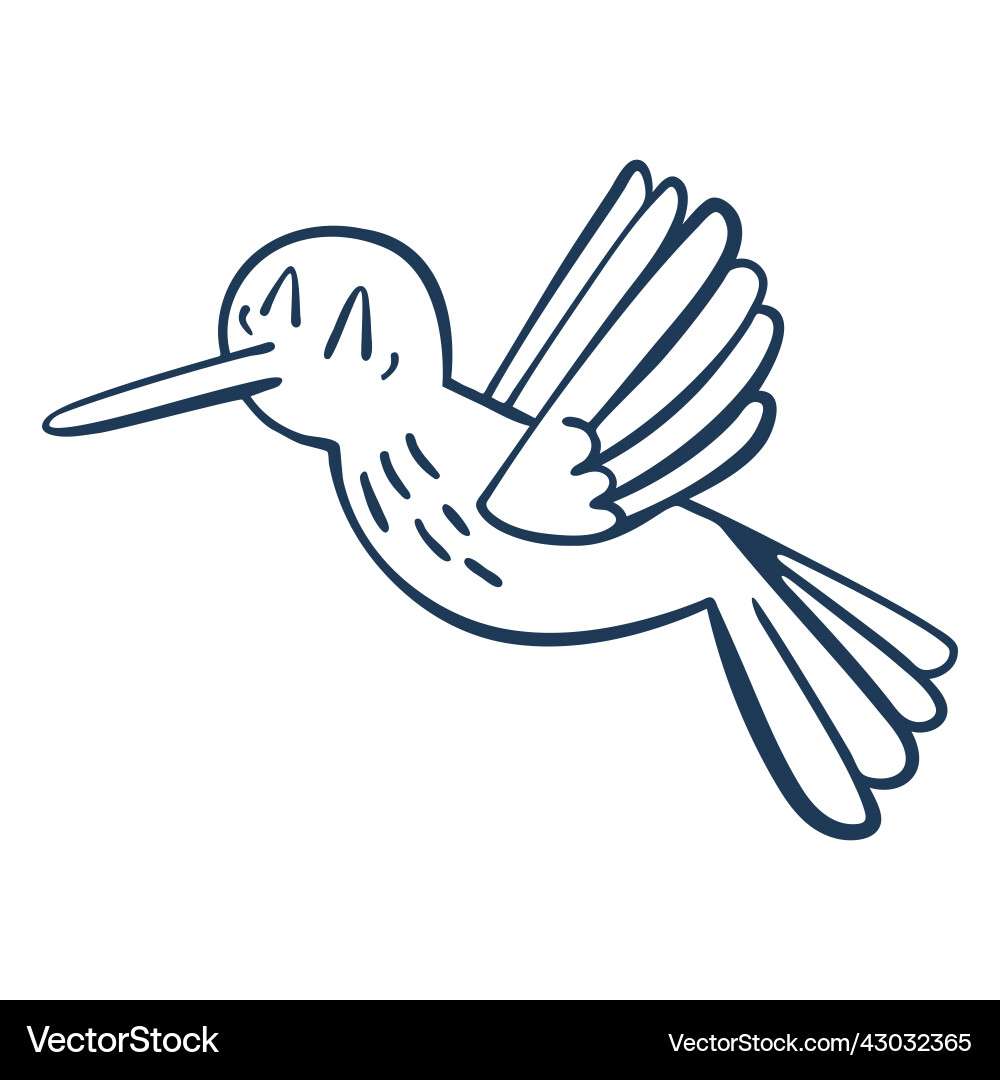 Flying hummingbird cartoon stroke Royalty Free Vector Image