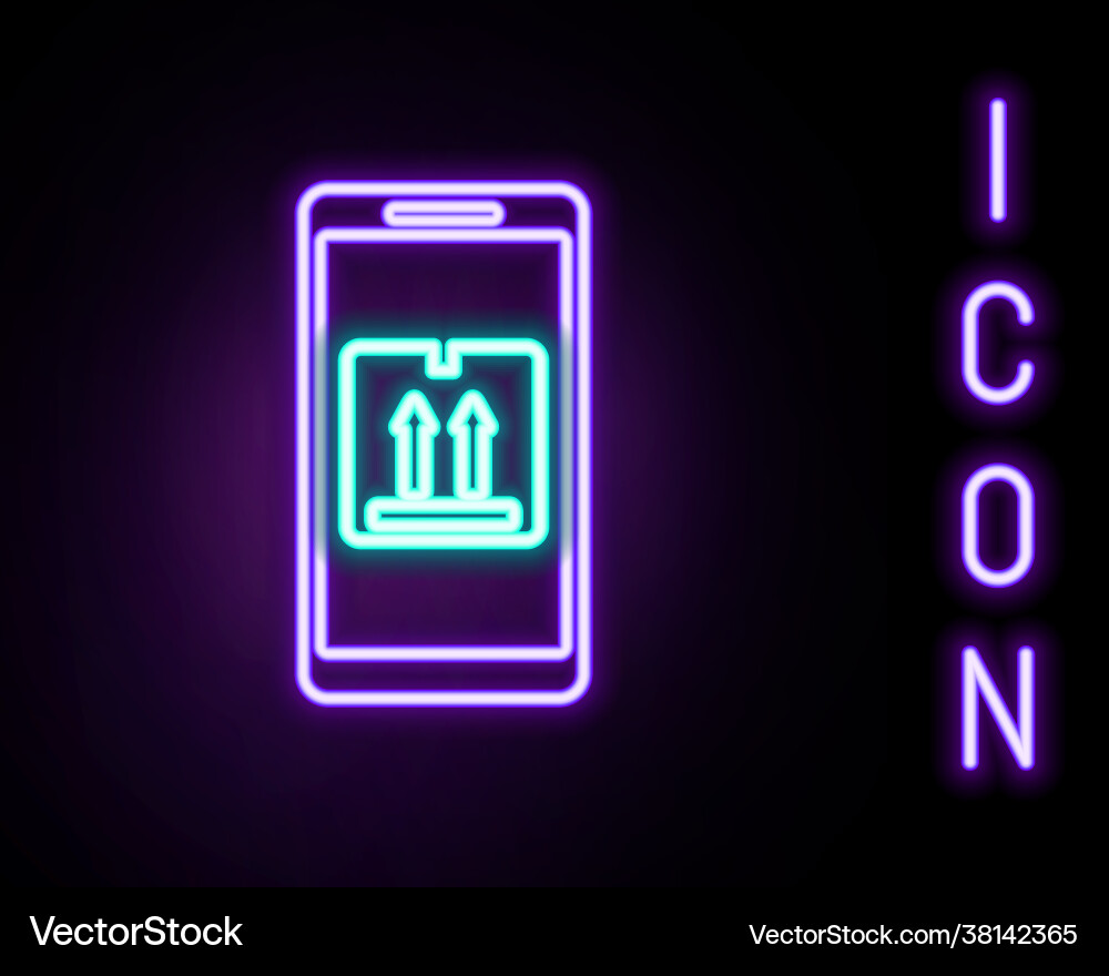 Glowing neon line mobile smart phone with app Vector Image