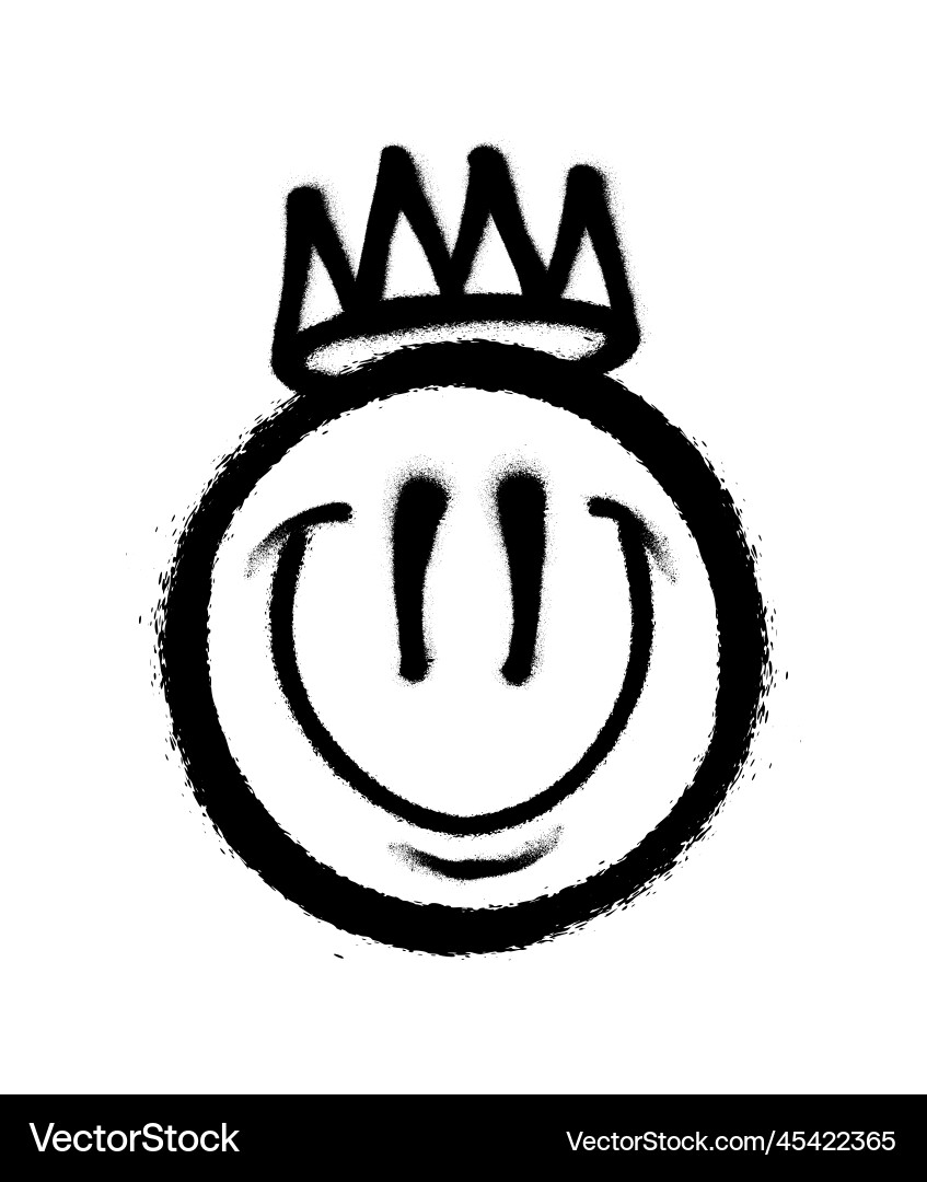 Graffiti emoticon with crown smiling face painted Vector Image