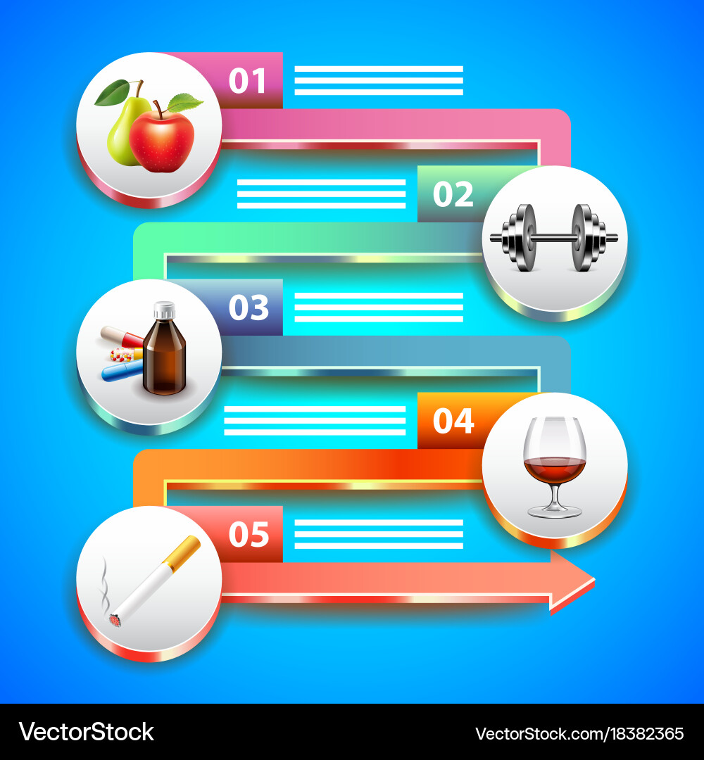 Medical infographics on blue background Royalty Free Vector