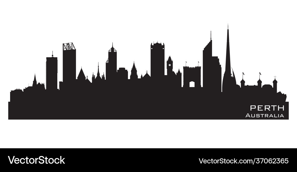 Perth australia city skyline silhouette Royalty Free Vector
