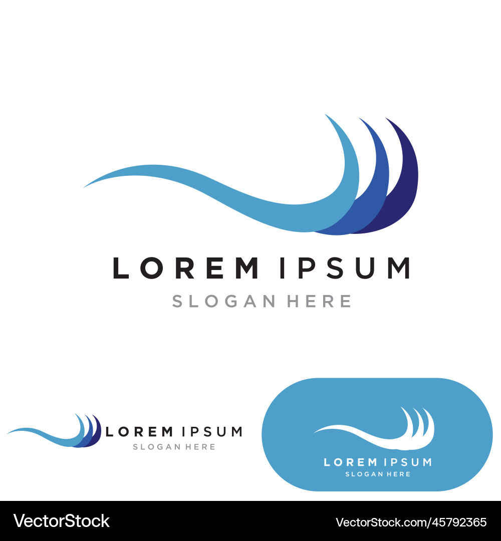 Sea ocean wave line logo simple monoline style Vector Image