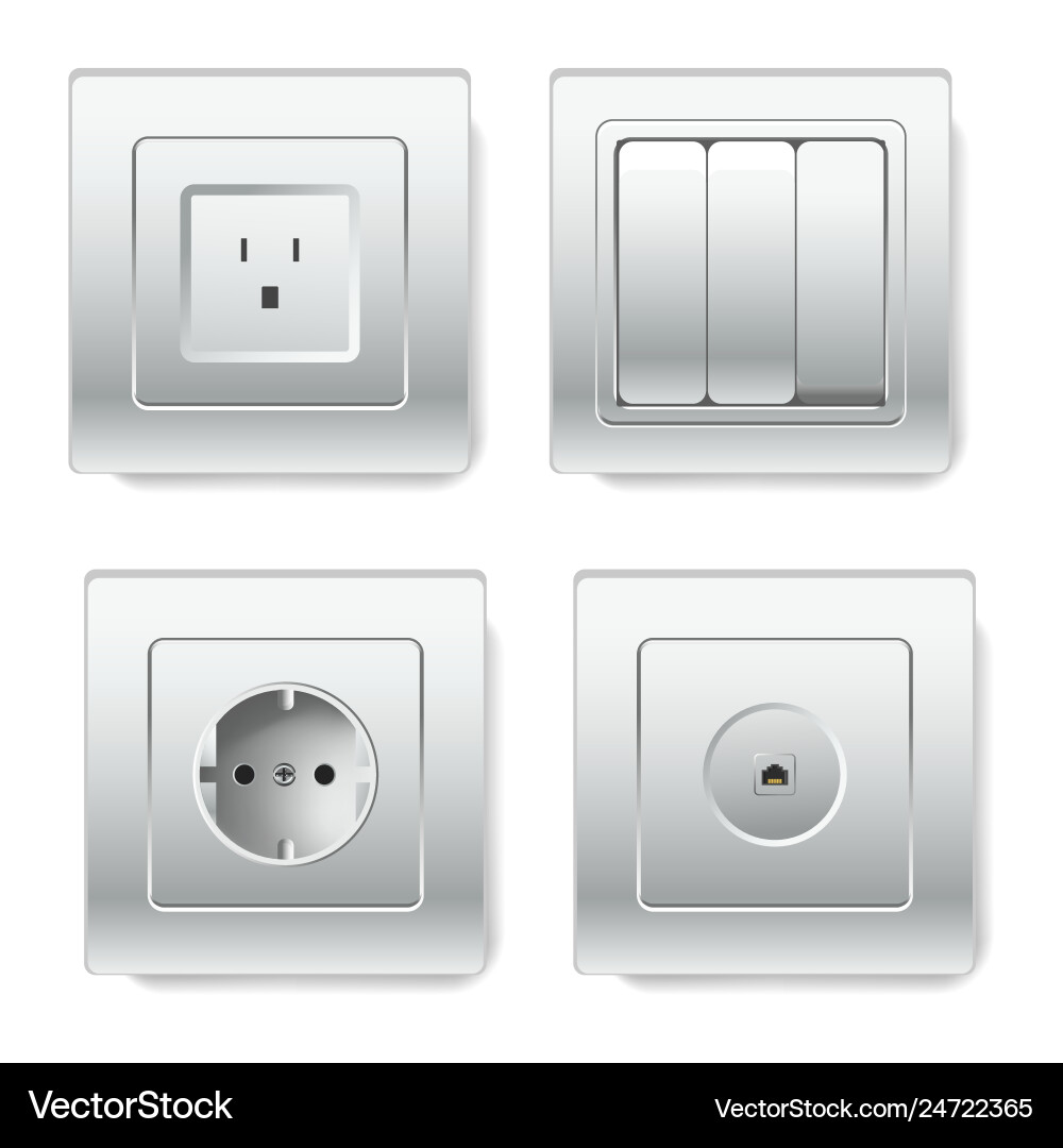 Sockets with different number of slots types Vector Image