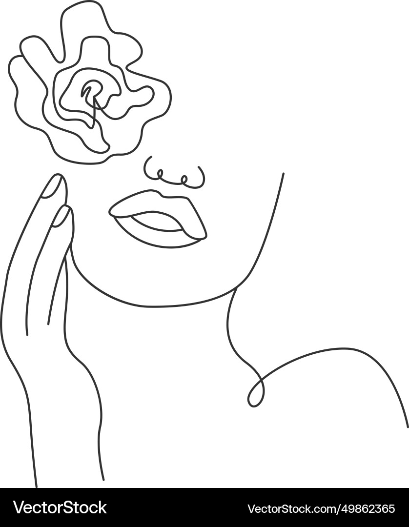 Woman face with flower drawing Royalty Free Vector Image