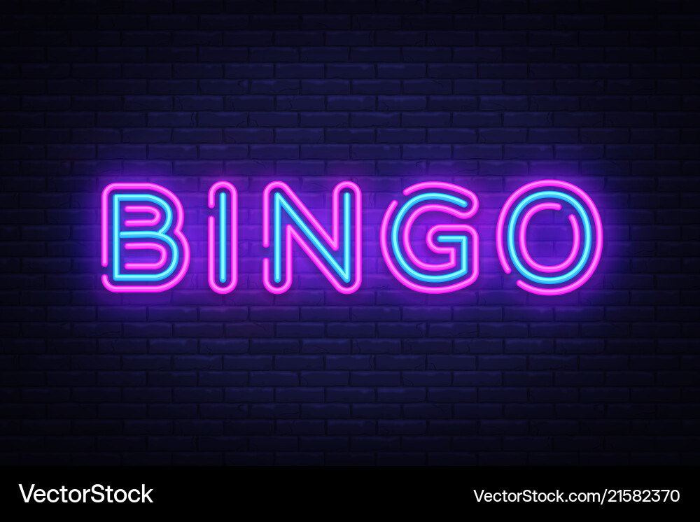 Bingo neon text lottery sign design Royalty Free Vector