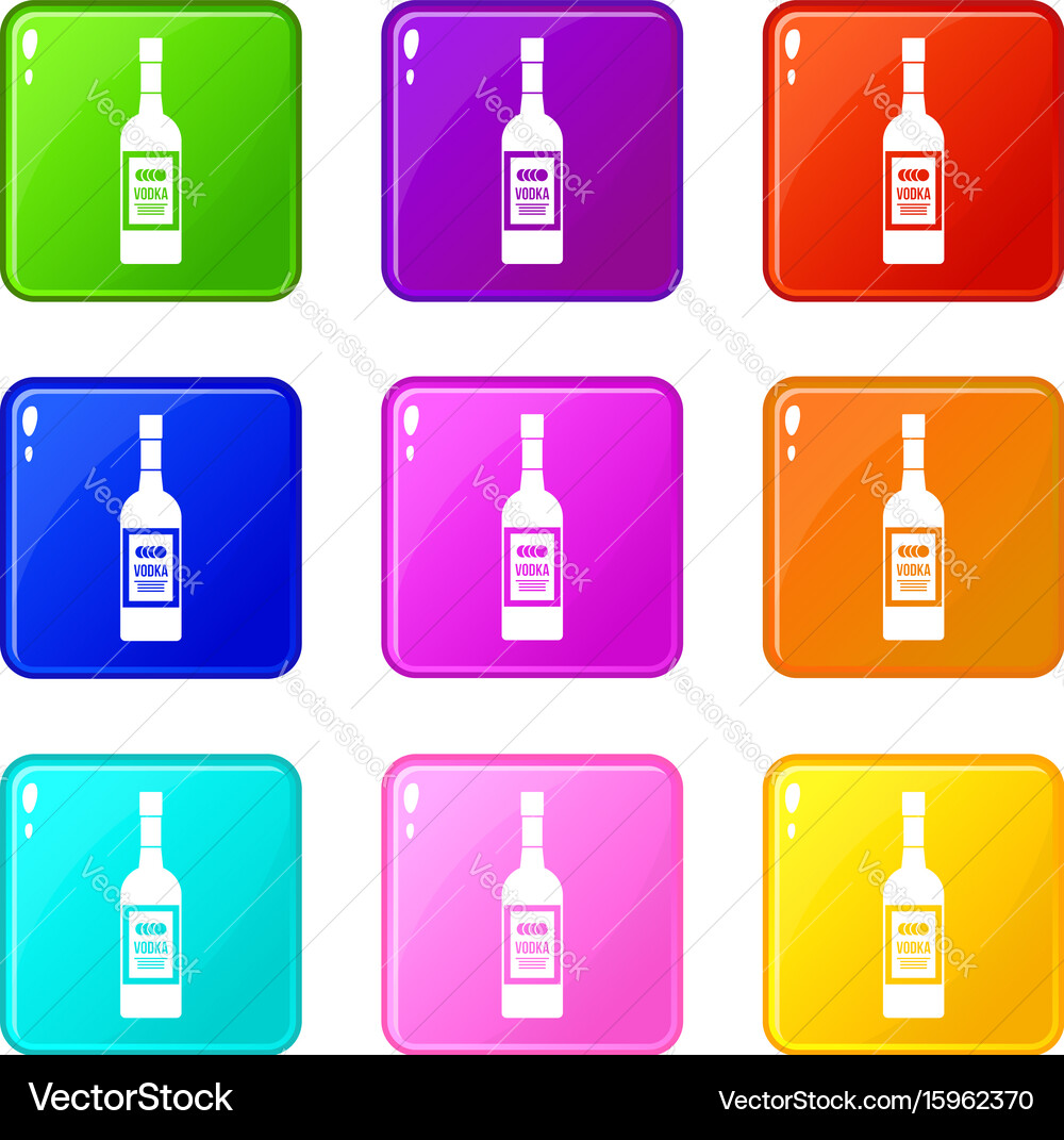 Bottle of vodka set 9 Royalty Free Vector Image