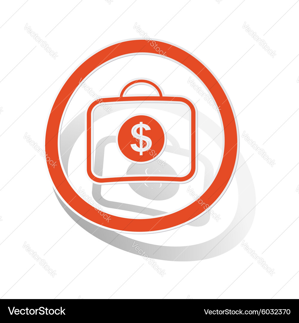Dollar bag sign sticker orange Royalty Free Vector Image