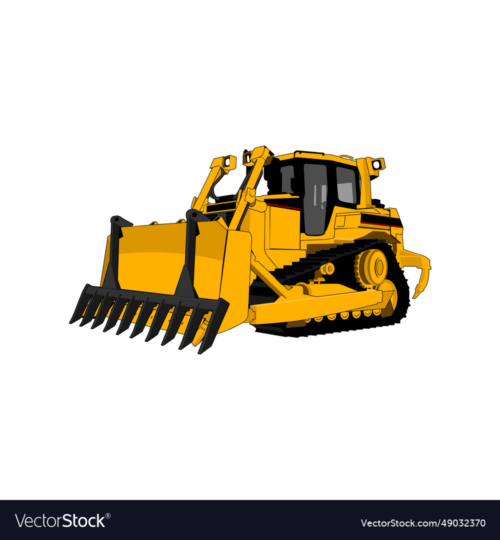 Dozer With Root Rake Attachment Royalty Free Vector Image