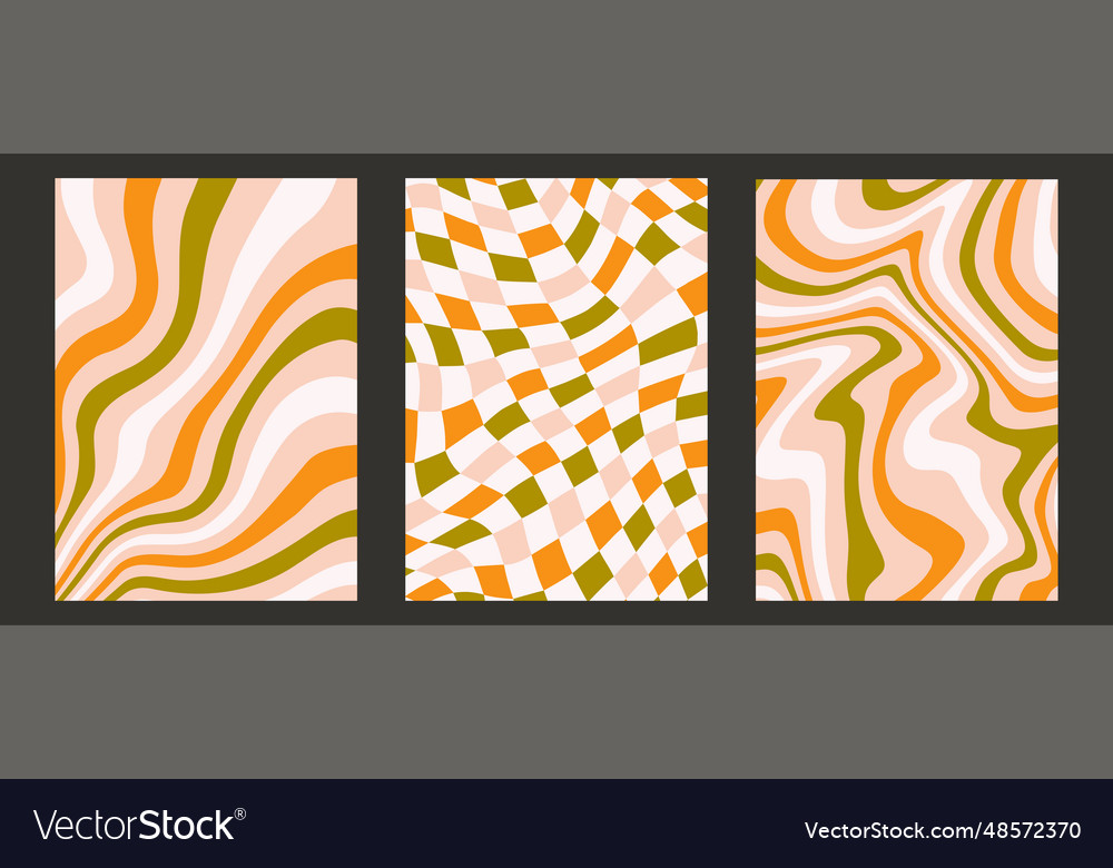 Groovy psychedelic pattern posters set wavy lines Vector Image Groovy psychedelic pattern posters set wavy lines Vector Image