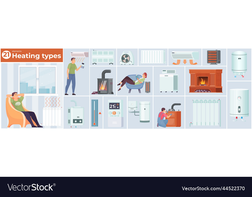 Heating system composition Royalty Free Vector Image