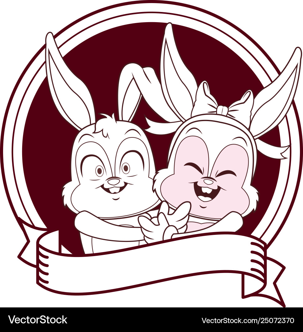 Hugged rabbits cartoon Royalty Free Vector Image