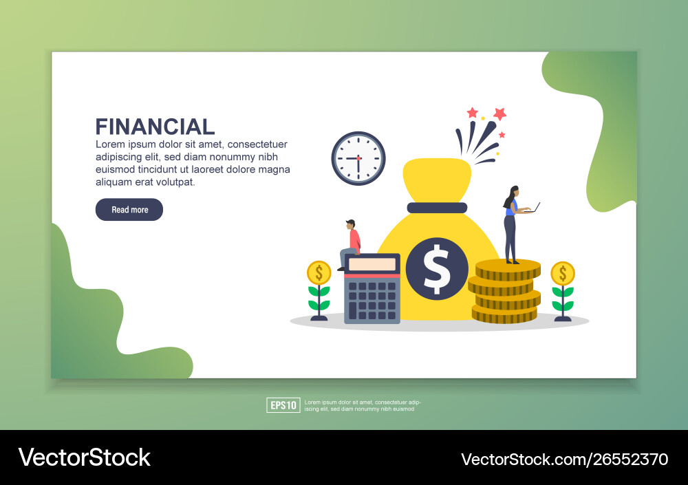Landing page template financial modern flat Vector Image