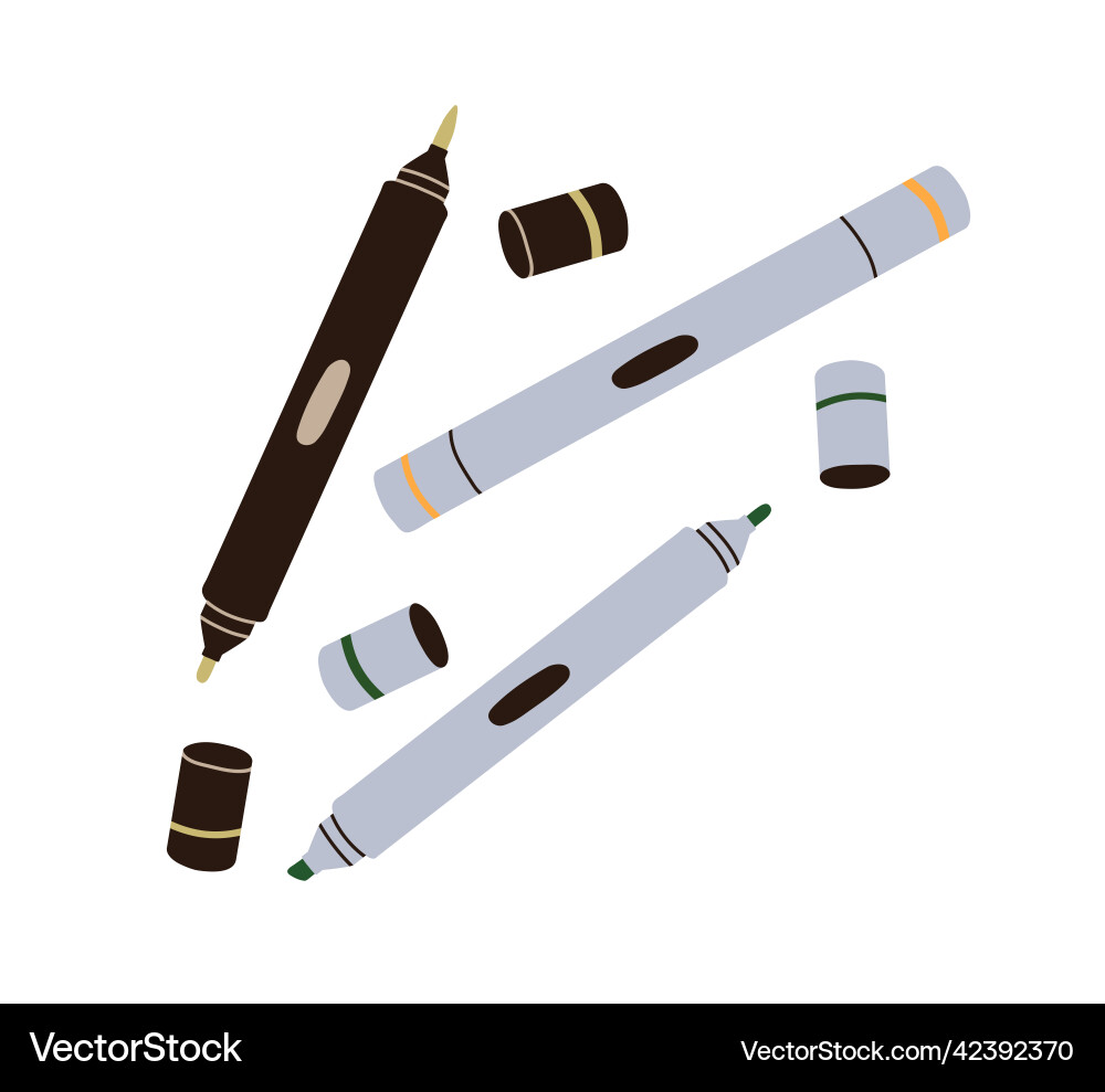 Markers felt tip pens fine liners with caps Vector Image
