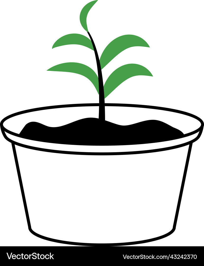 Planting seedling in container semi flat color Vector Image
