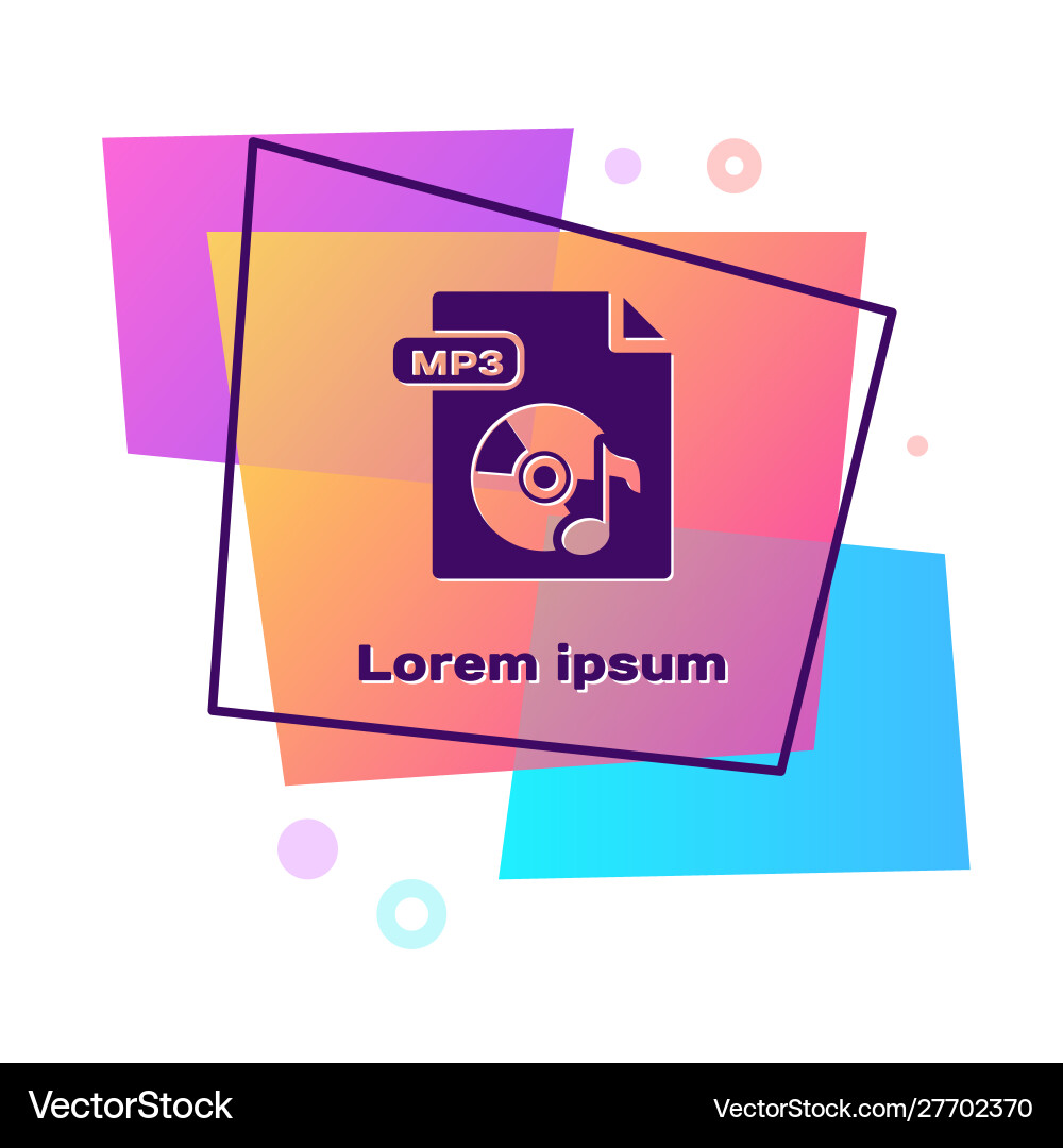 Purple mp3 file document download mp3 button icon Vector Image