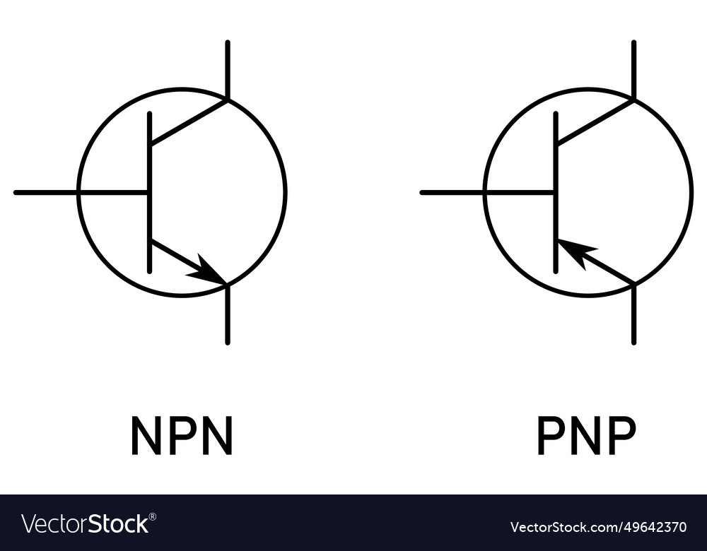 Schematic marking of npn and pnp transistor Vector Image