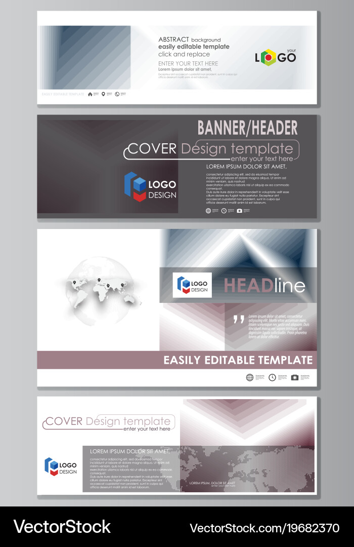 Social media and email headers set modern banners Vector Image