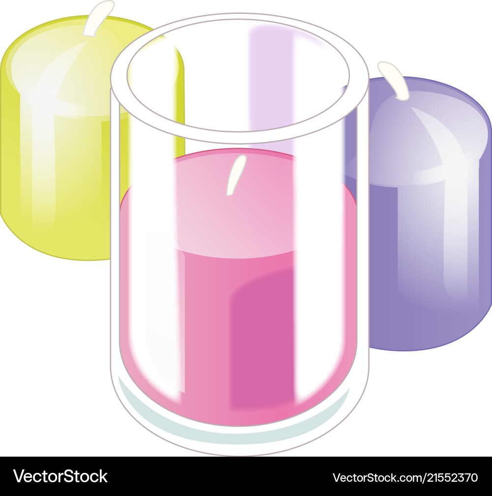 Three bright colorful candles isolated on white Vector Image
