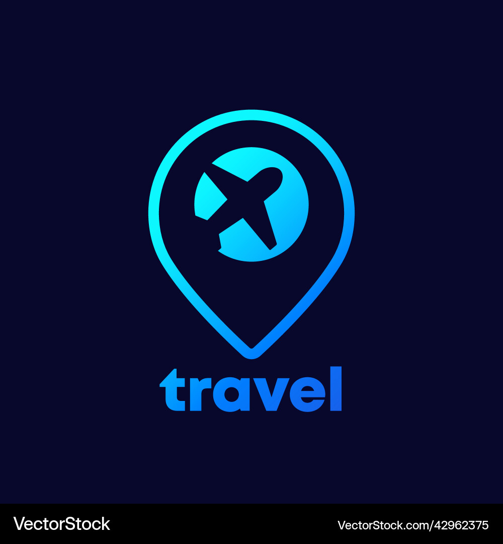 Airplane and pin marker logo Royalty Free Vector Image