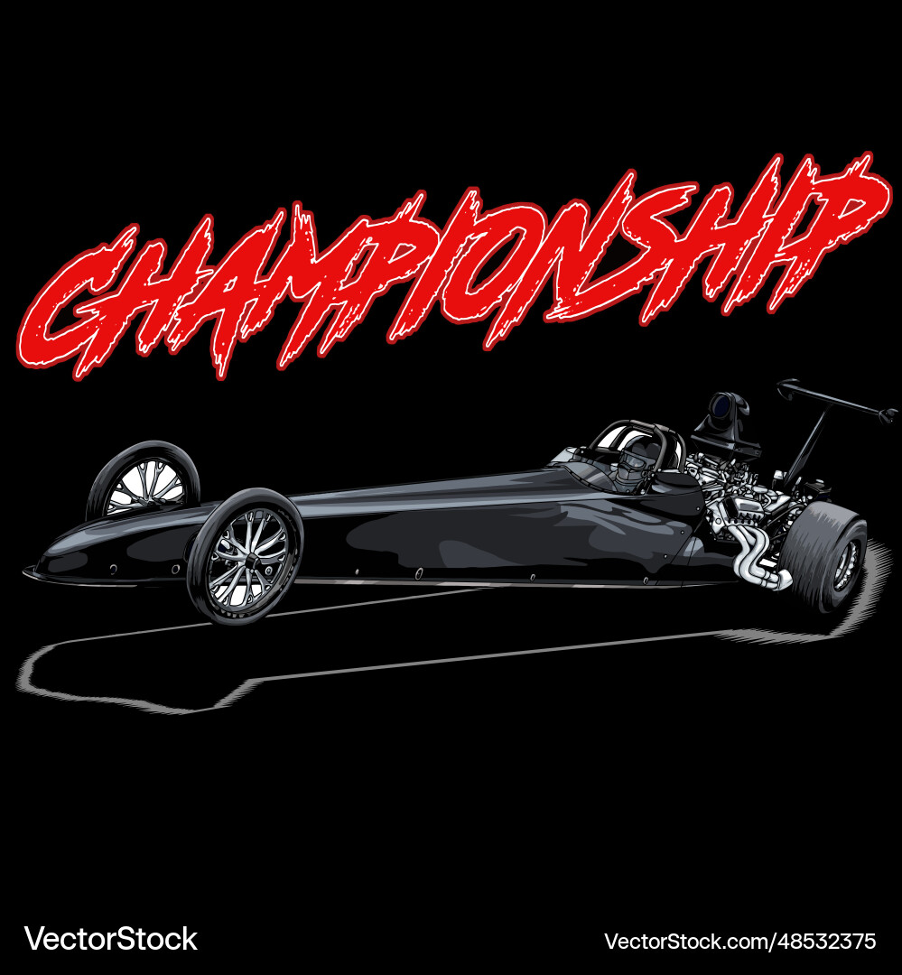 Black drag racing car with grey strip Royalty Free Vector