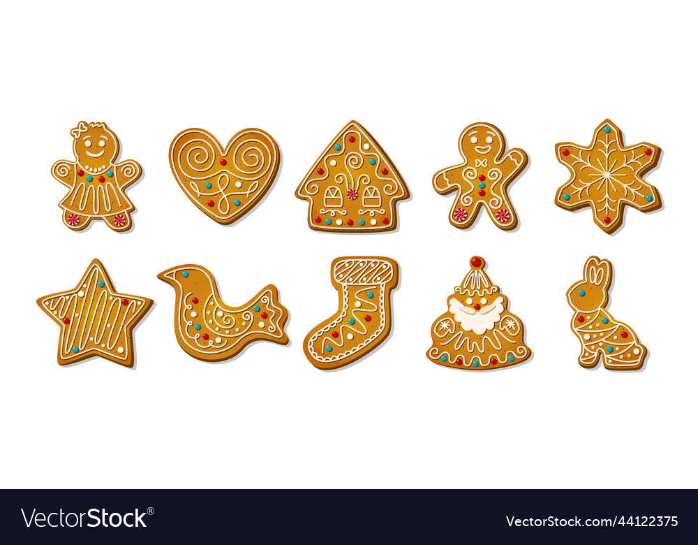 Christmas gingerbread cookies winter homemade Vector Image
