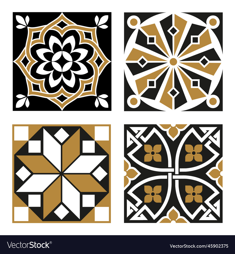 Collection of vintage ornamental tile patterns Vector Image